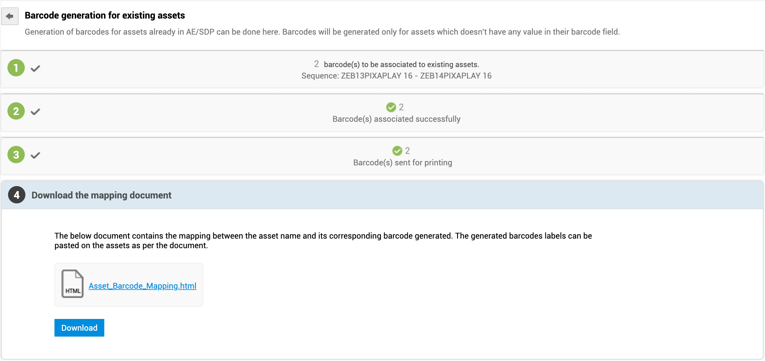 Generate Barcodes for Existing Assets Generate Barcodes for Existing Assets